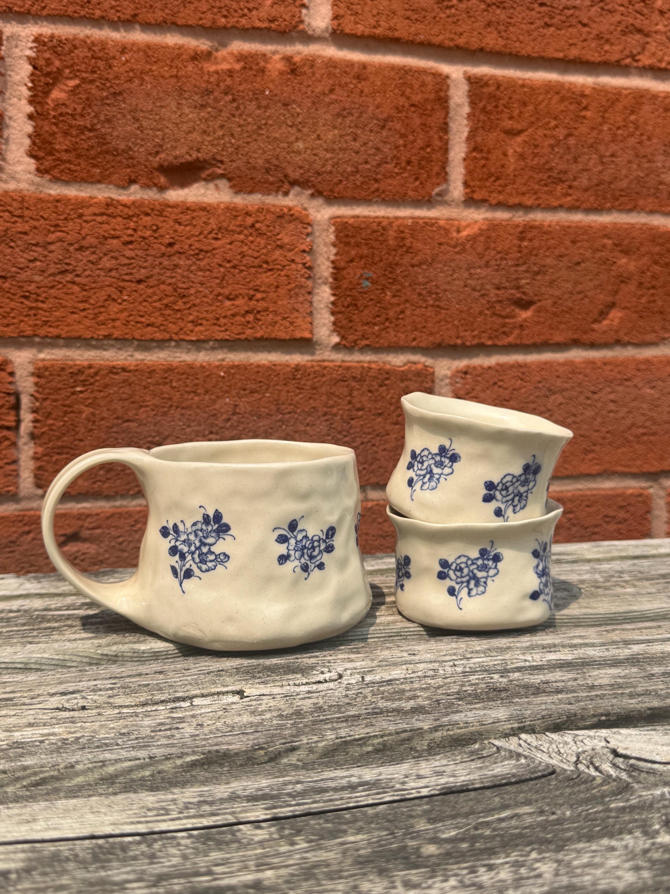 Delft Blue Floral Mug | Dainty Flowers — Handmade Ceramic | Rustic ...