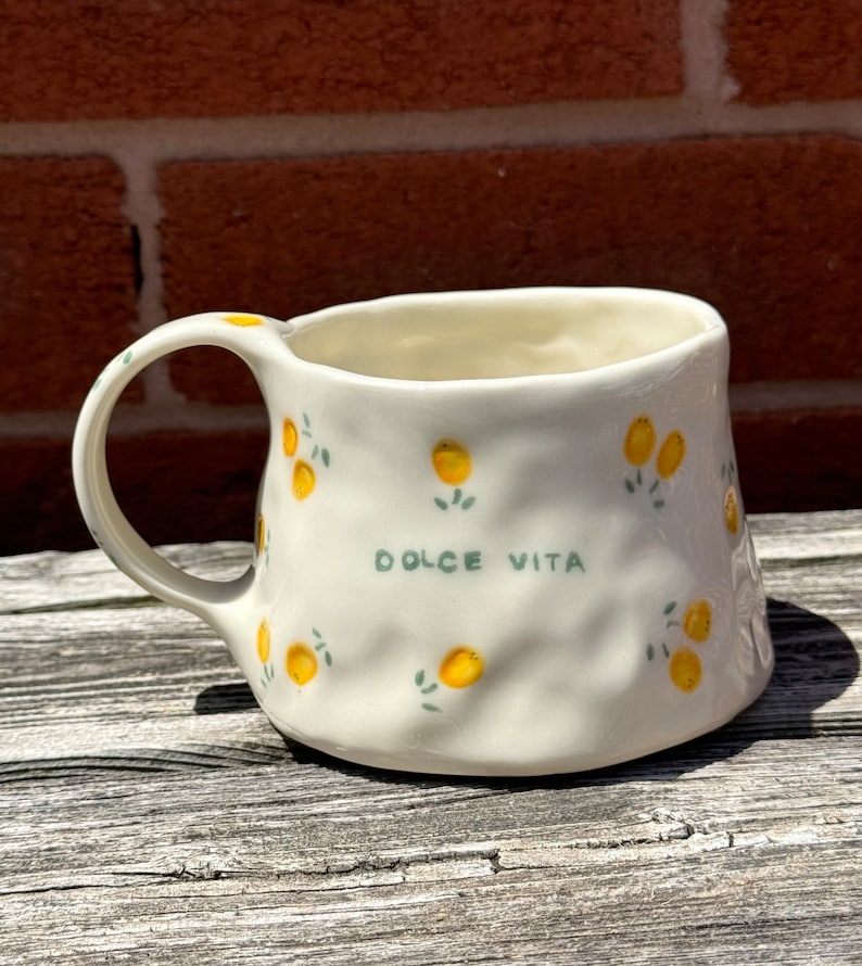Lemon Mug | Dolce Vita— Dainty Handmade Ceramic | Hand Painted Coffee ...