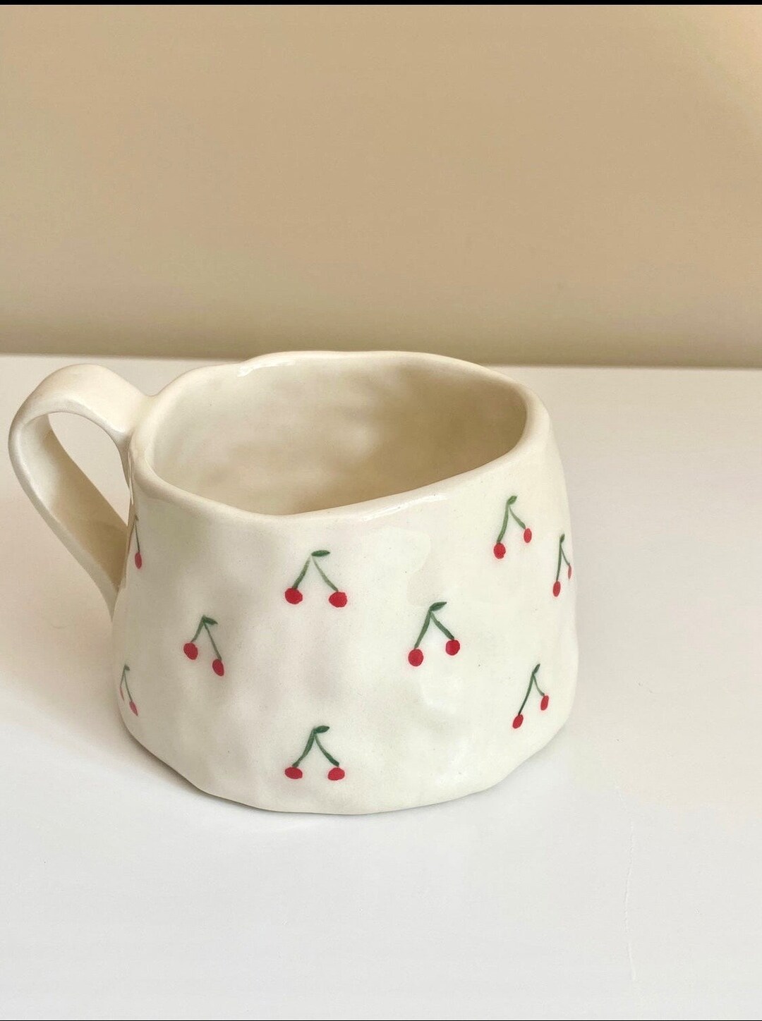 Cherry Mug Handmade Ceramic Mug Hand Painted Dainty Coffee Cup Tea ...