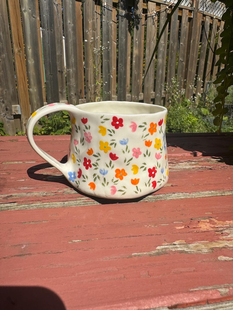 Dainty Flower Mug — Handmade Ceramic Hand Painted Gift - Etsy