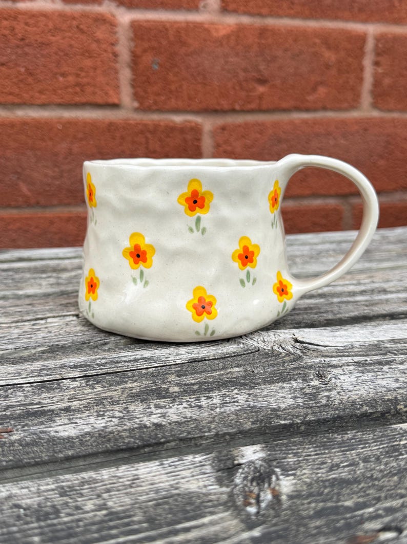 Autumn Mug | Dainty |handmade Ceramic Hand Painted | Orange & Yellow ...