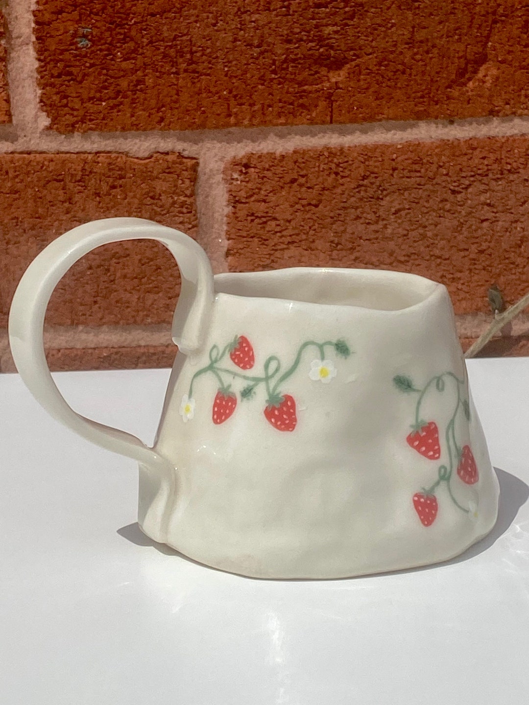 Wild Strawberries — Handmade Dainty Ceramic Mug - Etsy
