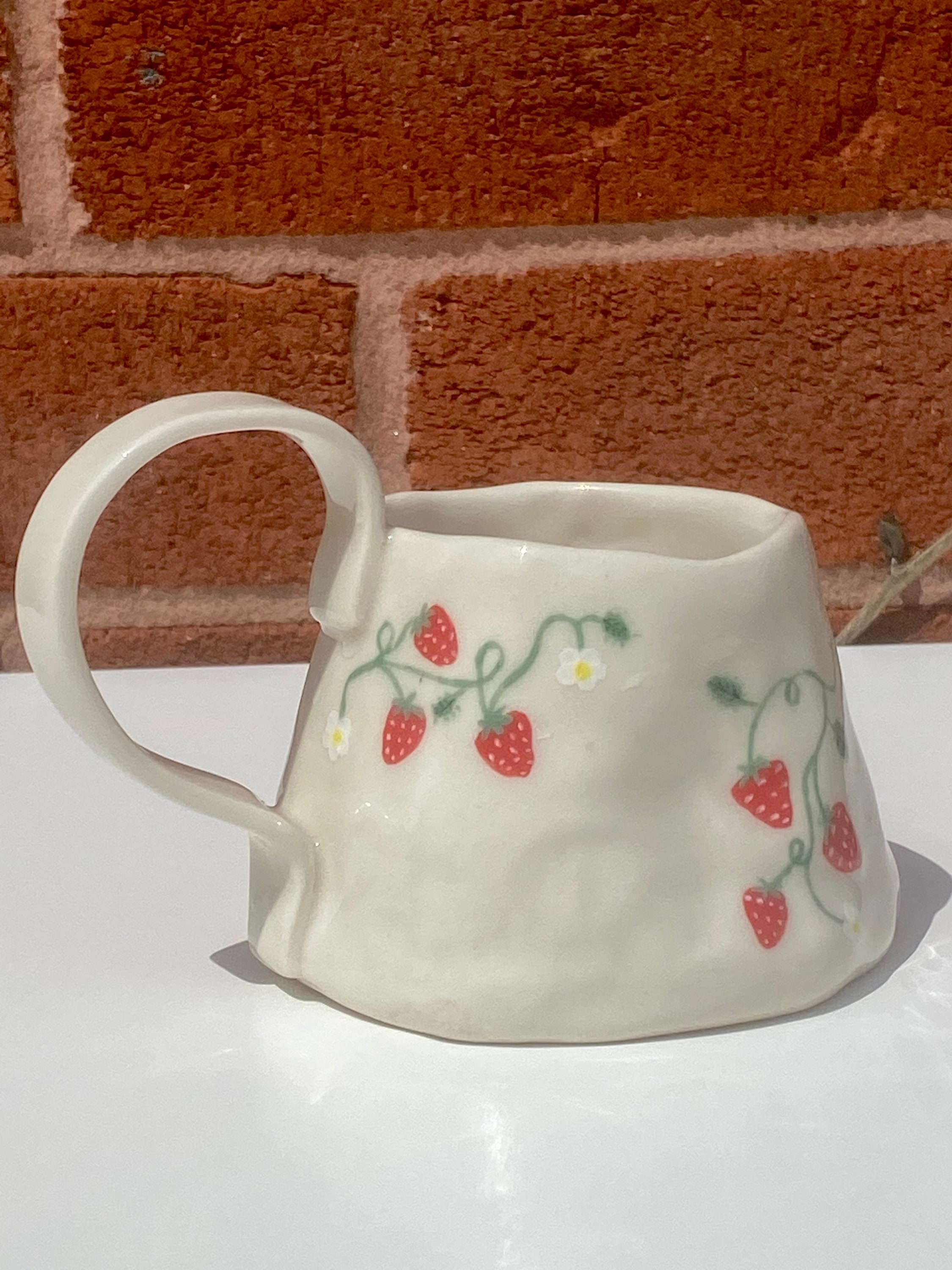 Wild Strawberries — Handmade Dainty Ceramic Mug - Etsy
