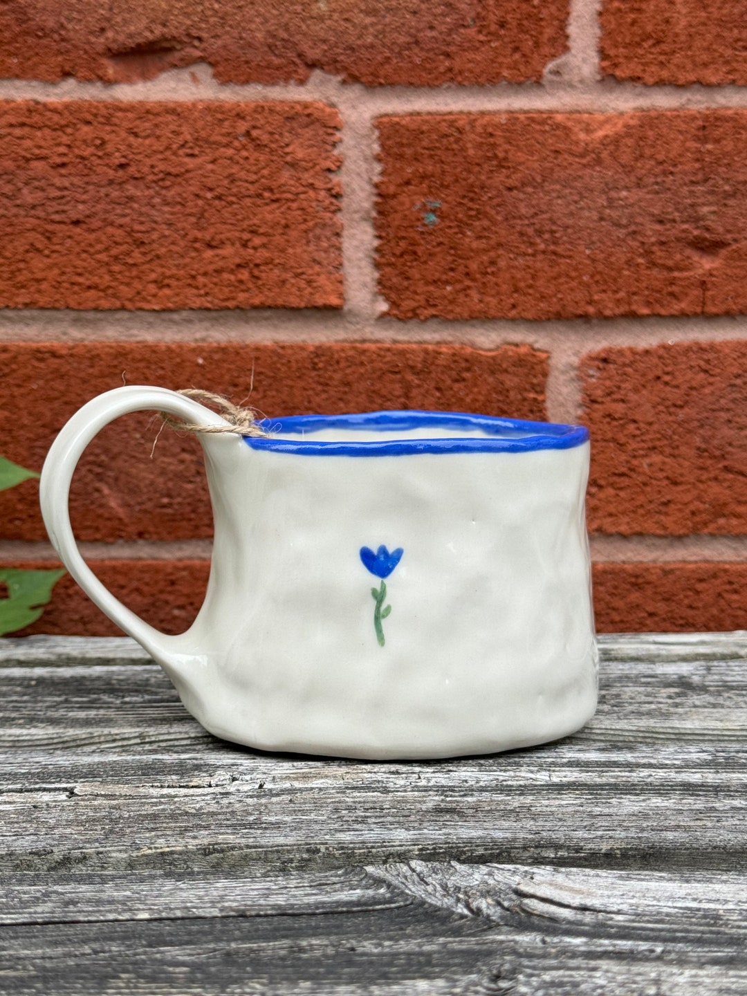 Royal Blue Flower Mug | Dainty Minimalist — Handmade Ceramic | Hand ...