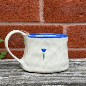 Royal Blue Flower Mug | Dainty Minimalist — Handmade Ceramic | Hand ...