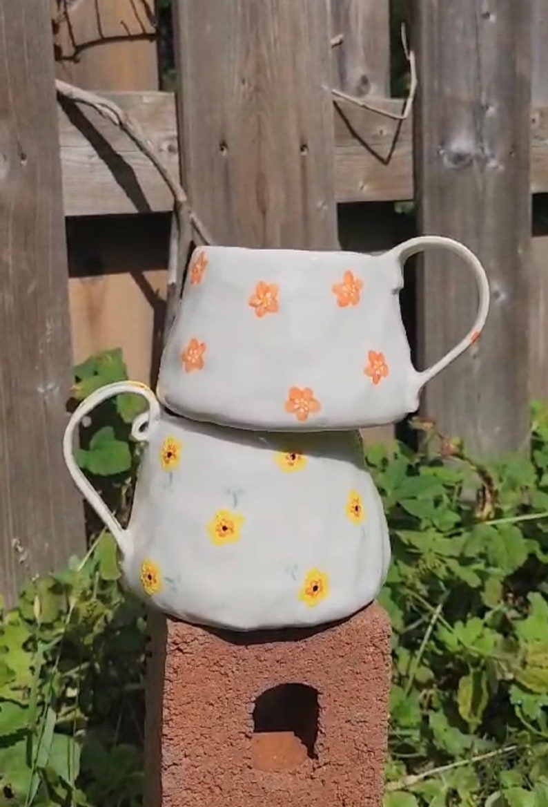 Autumn Mug | Dainty |handmade Ceramic Hand Painted | Orange & Yellow ...