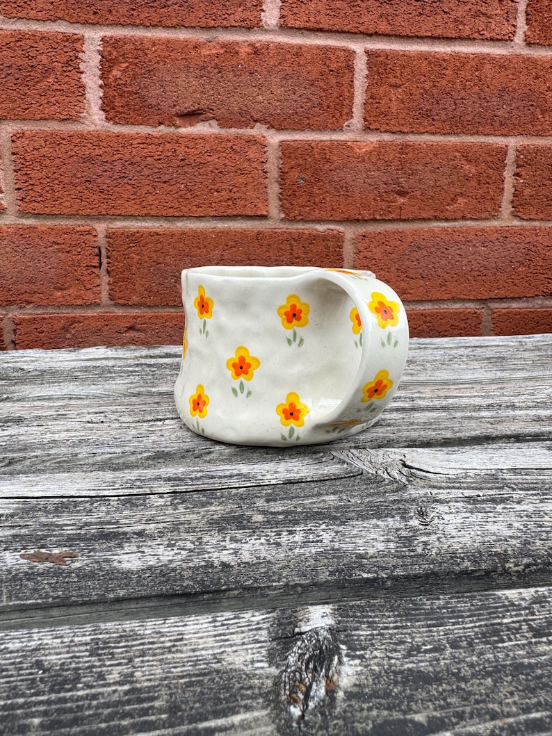 Autumn Mug | Dainty |handmade Ceramic Hand Painted | Orange & Yellow ...