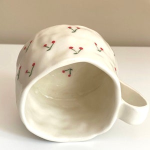 Cherry Mug Handmade Ceramic Mug Hand Painted Dainty Coffee Cup Tea ...