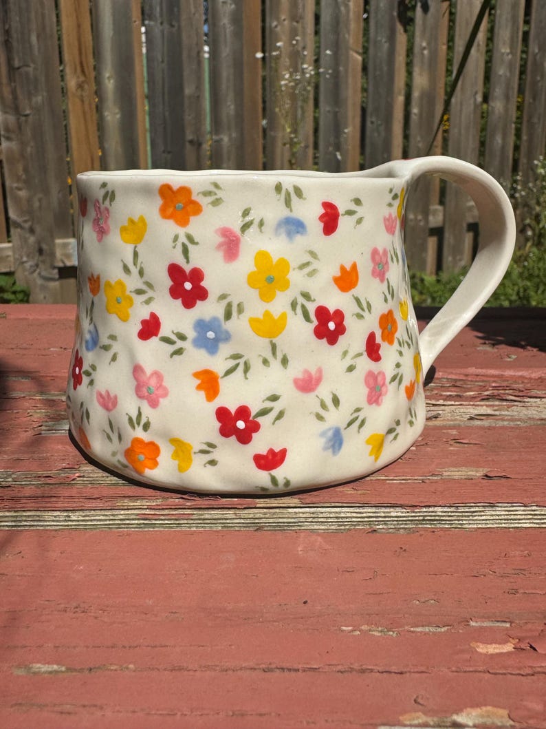 Dainty Flower Mug — Handmade Ceramic Hand Painted Gift - Etsy