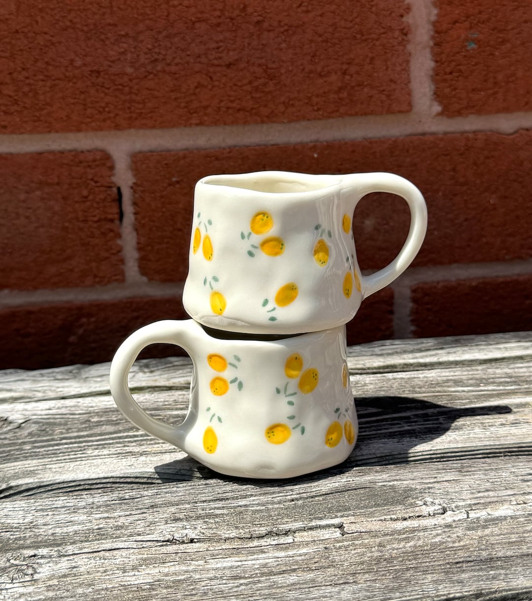 Lemon Espresso Cup Set — Dainty Handmade Ceramic | Hand Painted Coffee ...