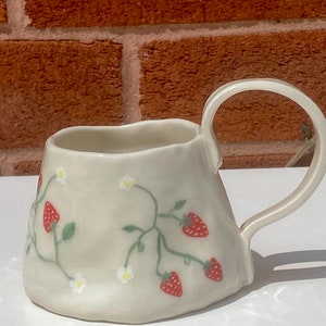 Wild Strawberries — Handmade Dainty Ceramic Mug - Etsy