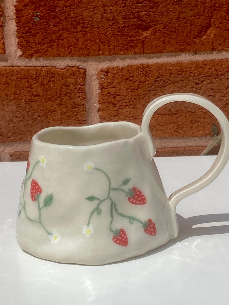 Wild Strawberries — Handmade Dainty Ceramic Mug - Etsy