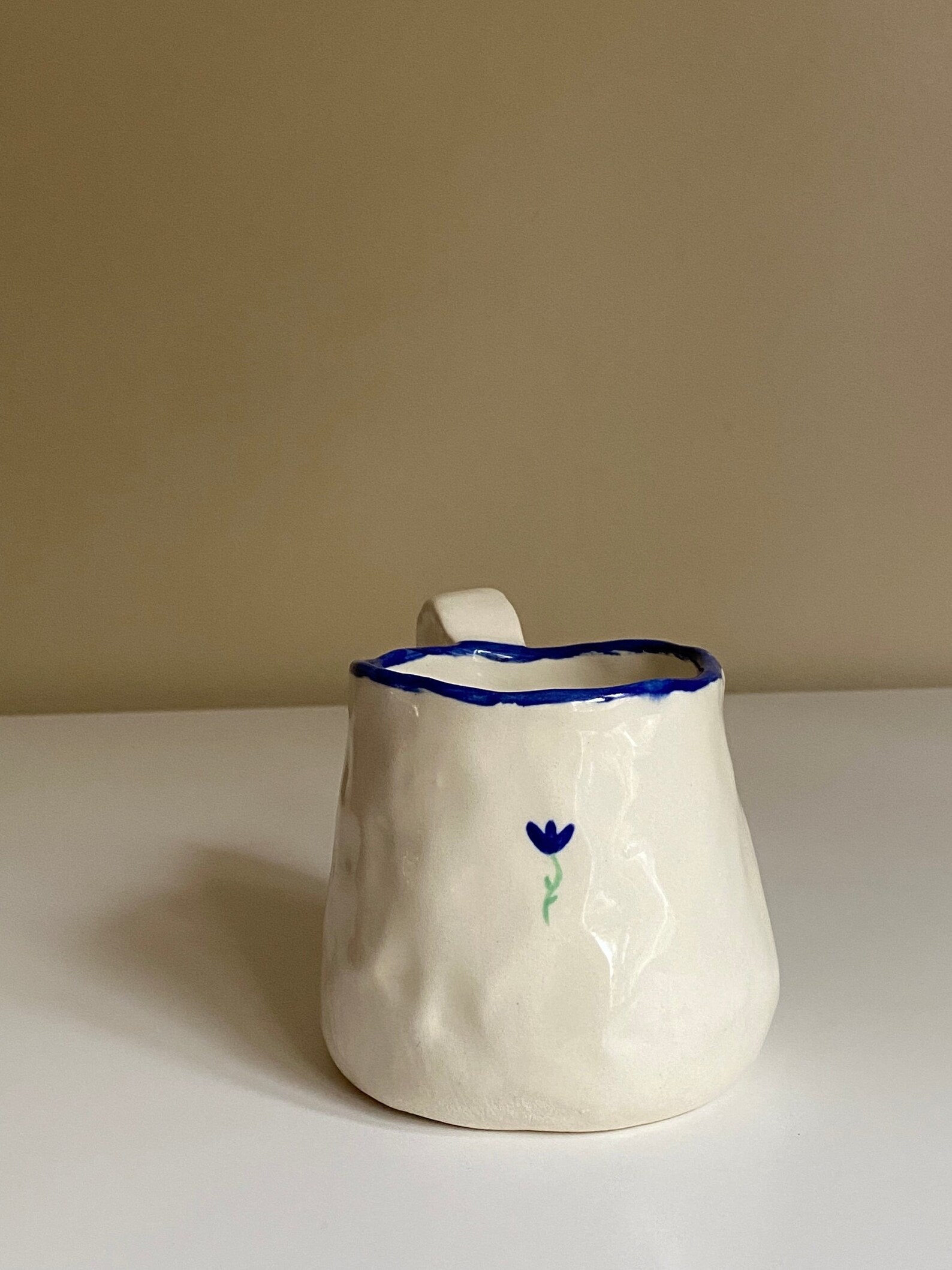 Royal Blue Flower Mug | Dainty Minimalist — Handmade Ceramic | Hand ...