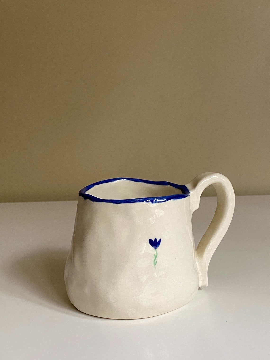 Royal Blue Flower Mug | Dainty Minimalist — Handmade Ceramic | Hand ...
