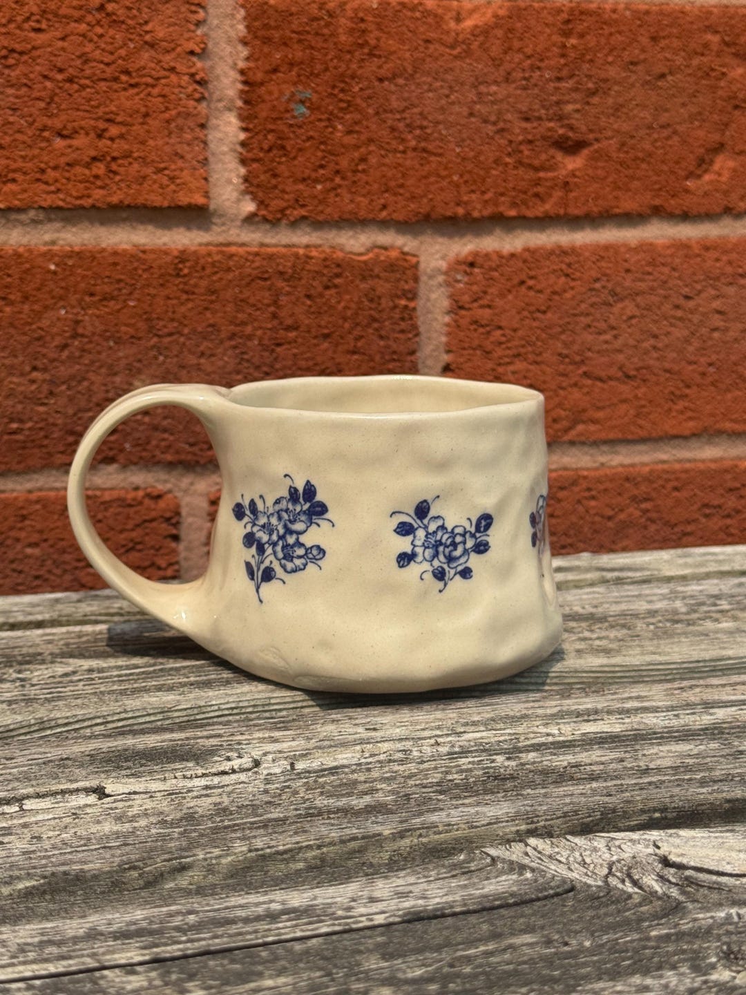 Delft Blue Floral Mug | Dainty Flowers — Handmade Ceramic | Rustic ...