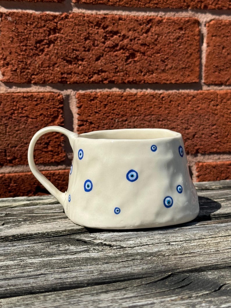 Mini Evil Eye — Handmade Dainty Ceramic Mug Gift Pottery | Gift - Etsy