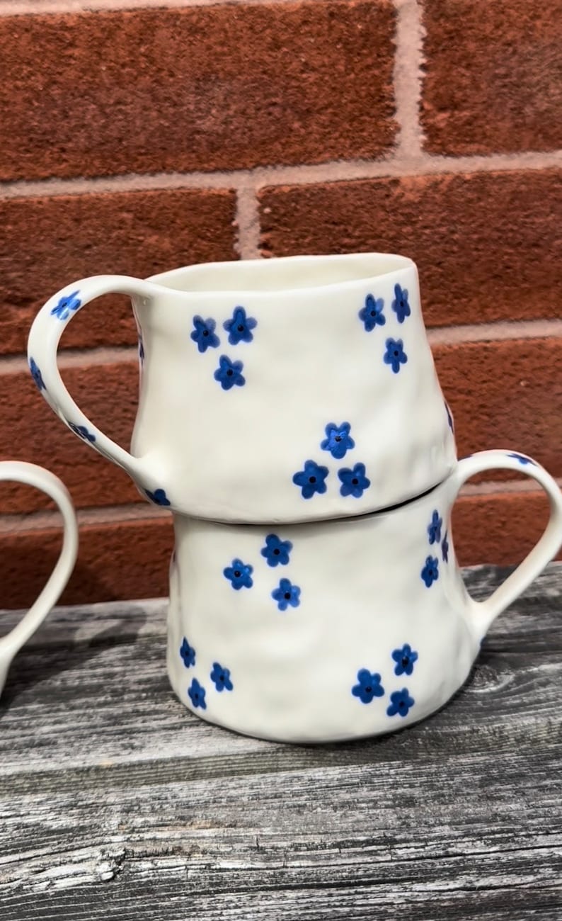Blue Dreams Mug | Dainty Flowers — Handmade Ceramic Hand Painted | Gift ...