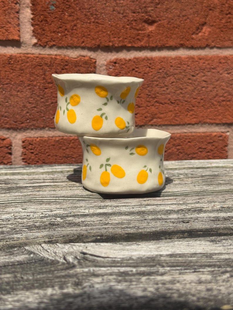 Lemon Espresso Cup Set — Dainty Handmade Ceramic | Hand Painted Coffee ...