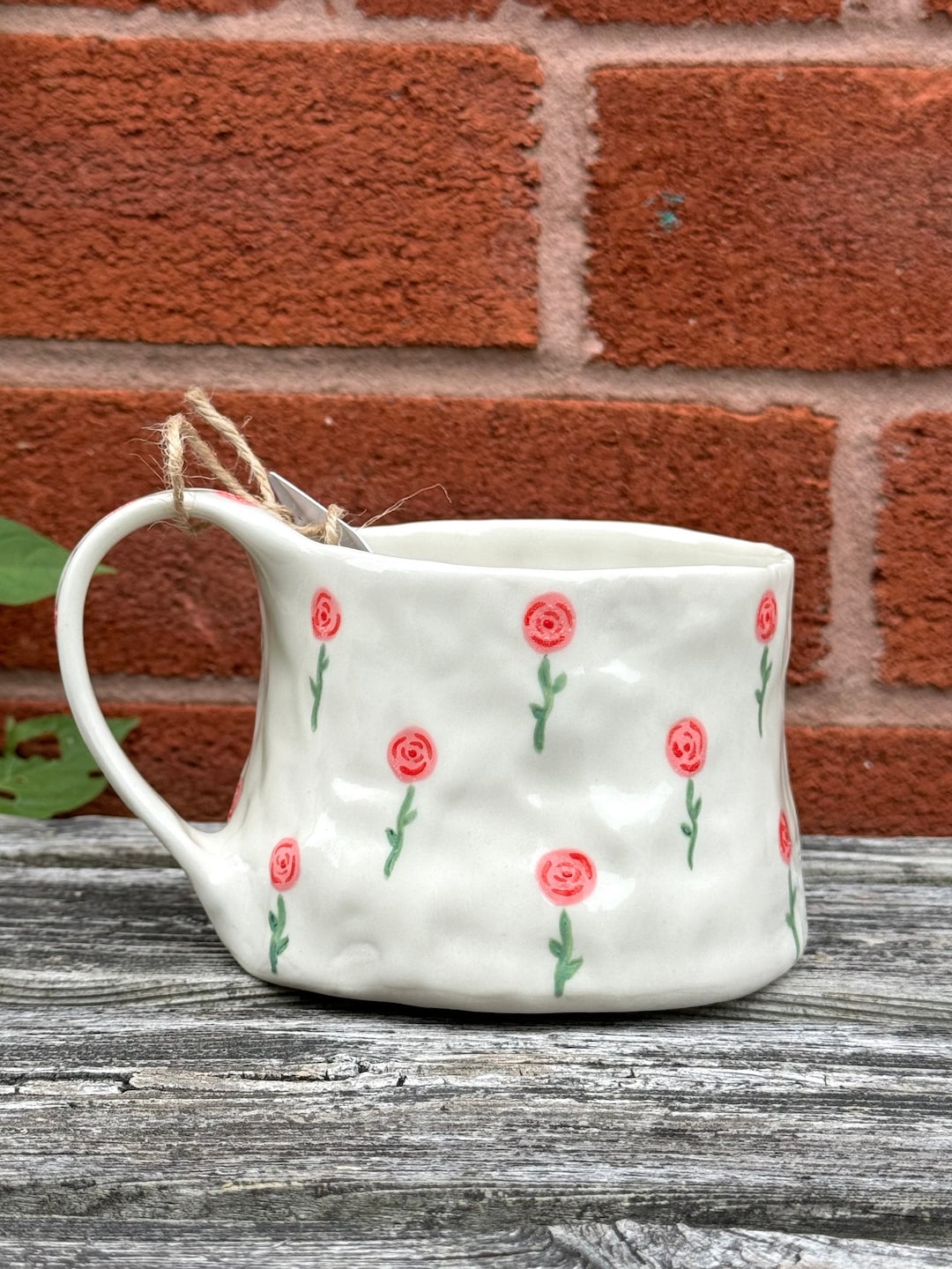 Pink Cottagecore Rose Mug | Dainty Delicate Rose Flowers — Handmade ...