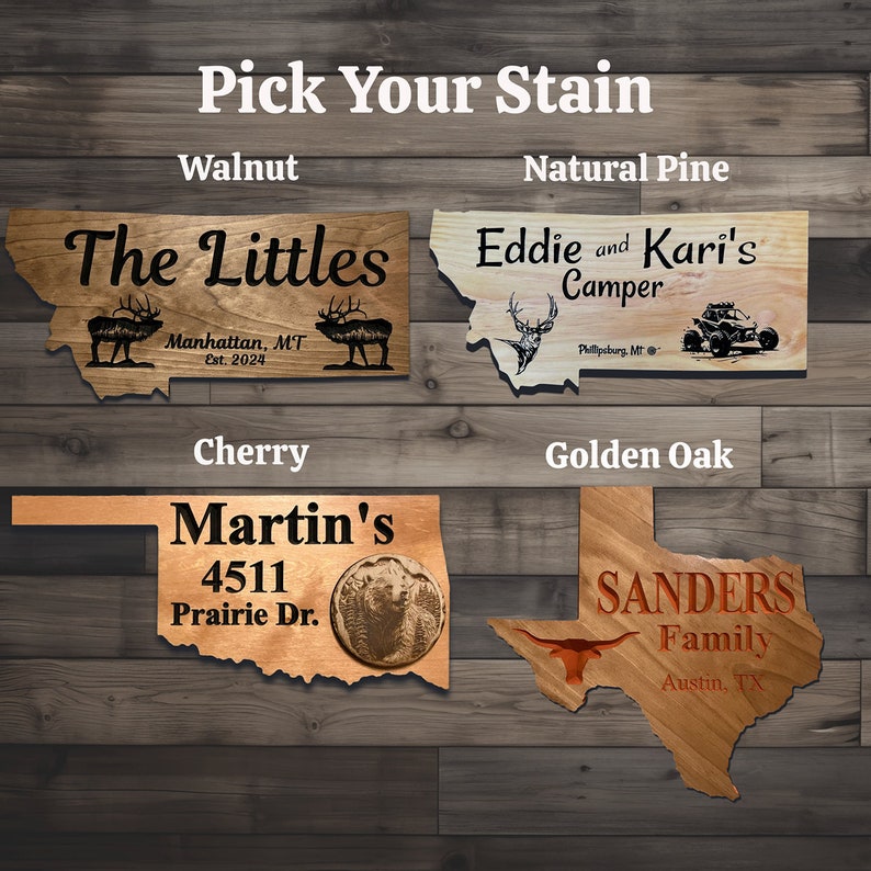 Custom State Engraved Outdoor Wood Sign, Wedding Gift, Cabin, Rustic ...