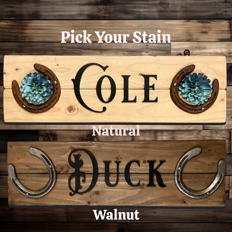 Horse Stall Name Plate, Horse Stall Sign, Rustic Wood Sign, Horseshoe ...