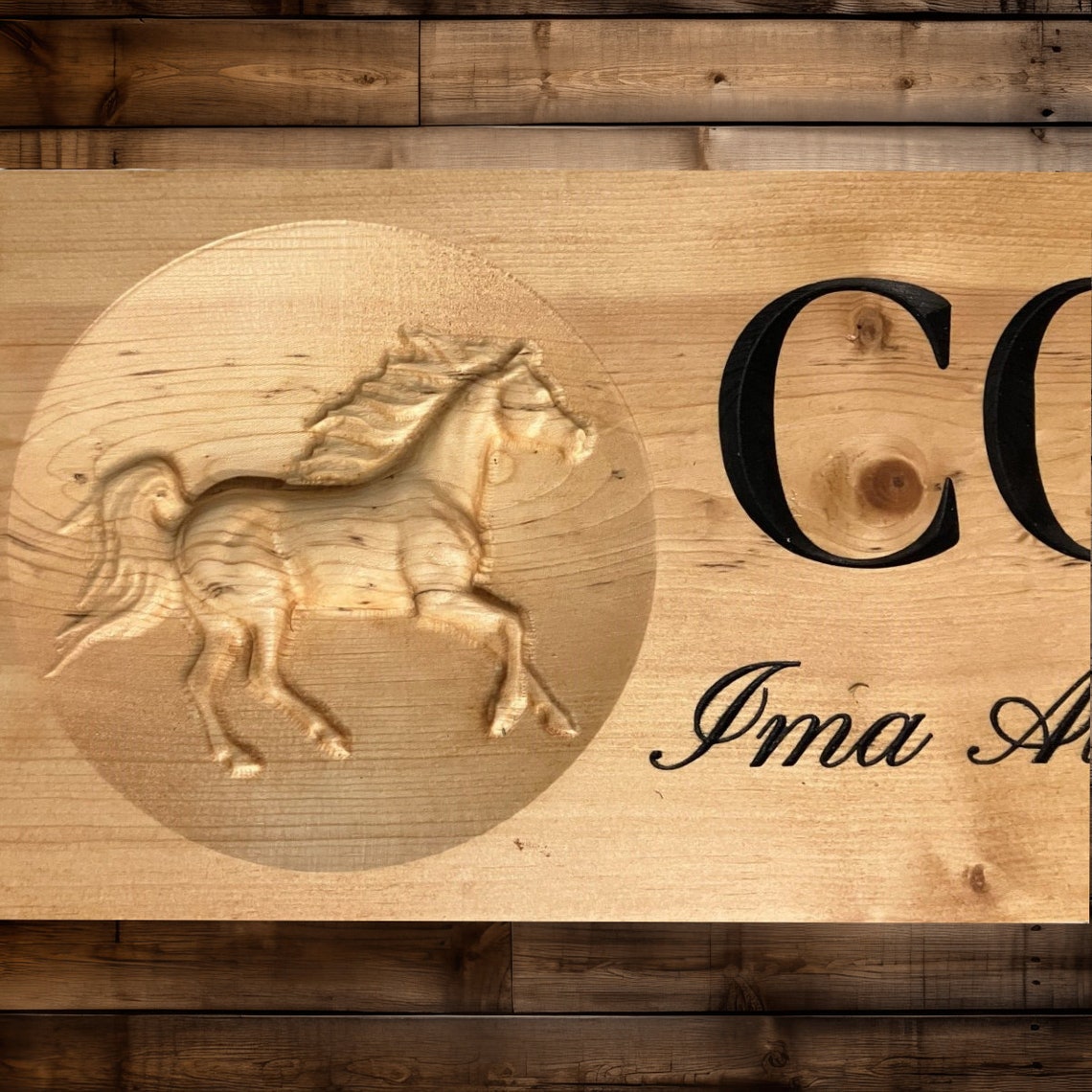 Custom Horse Stall Sign, Horse Barn Decor, Rustic Wood Sign, Engraved ...
