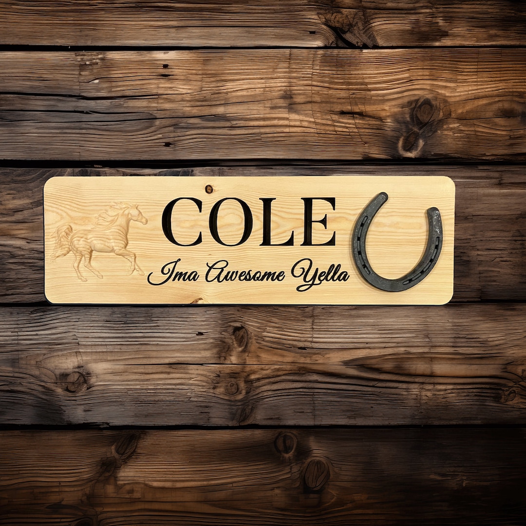 Custom Horse Stall Sign, Horse Barn Decor, Rustic Wood Sign, Engraved ...