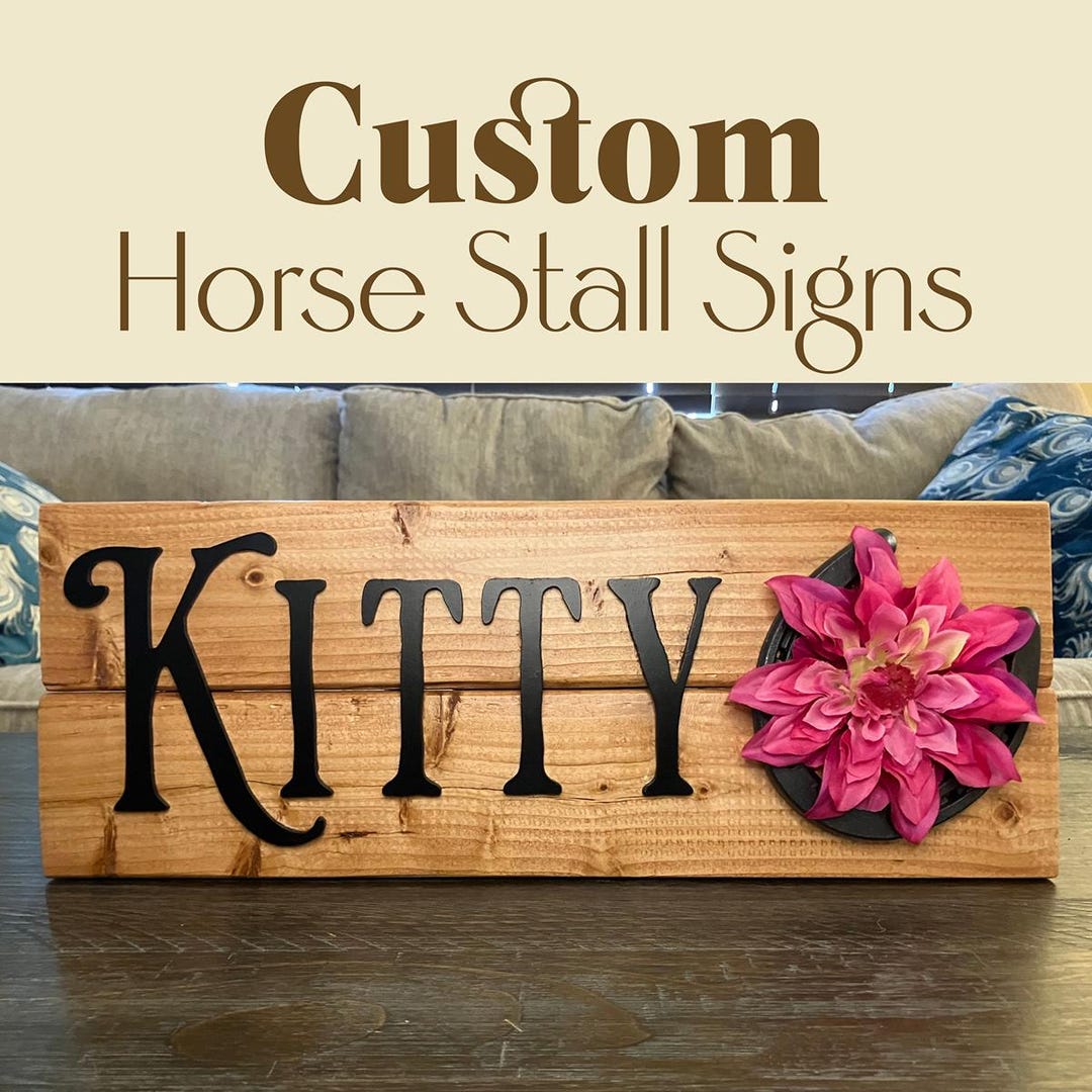 Horse Stall Name Plate, Horse Stall Sign, Rustic Wood Sign, Horseshoe ...