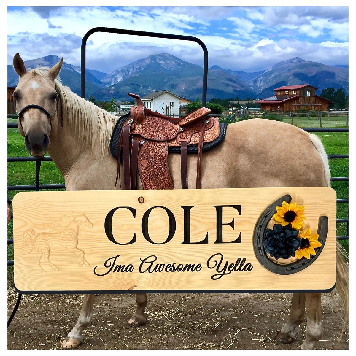 Custom Horse Stall Sign, Horse Barn Decor, Rustic Wood Sign, Engraved ...