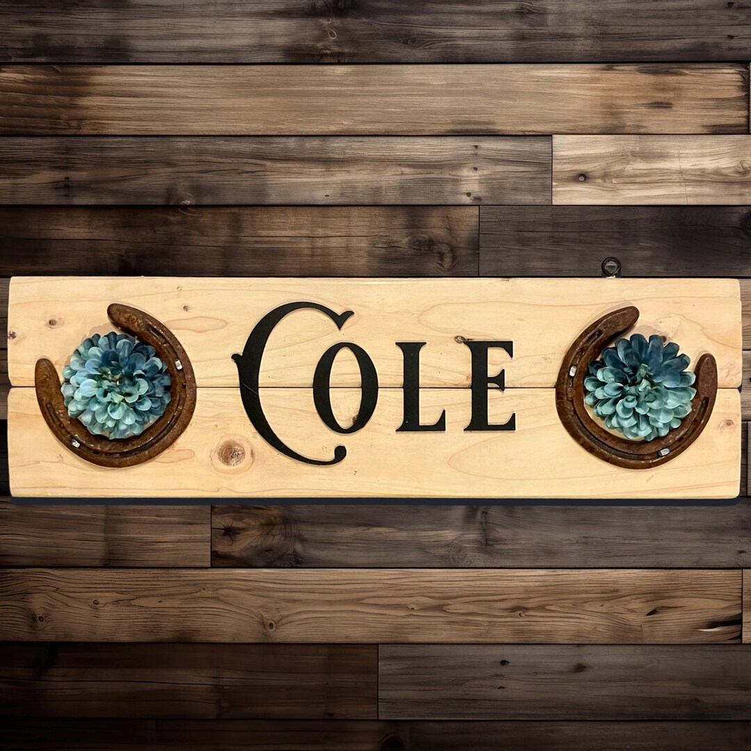 Horse Stall Name Plate, Horse Stall Sign, Rustic Wood Sign, Horseshoe ...