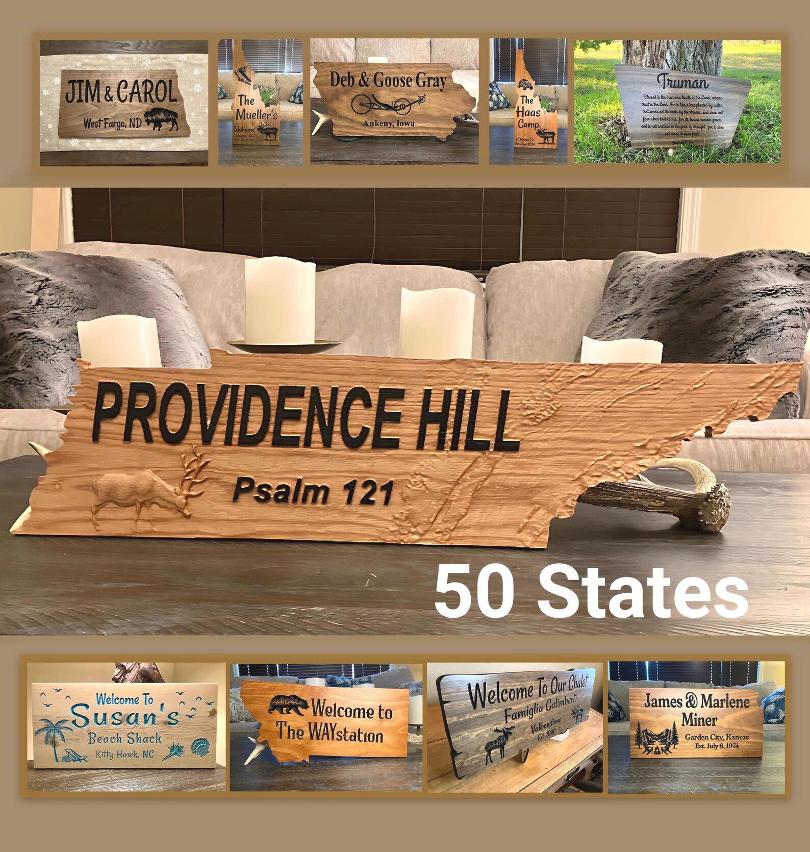 Custom State Engraved Outdoor Wood Sign, Wedding Gift, Cabin ...