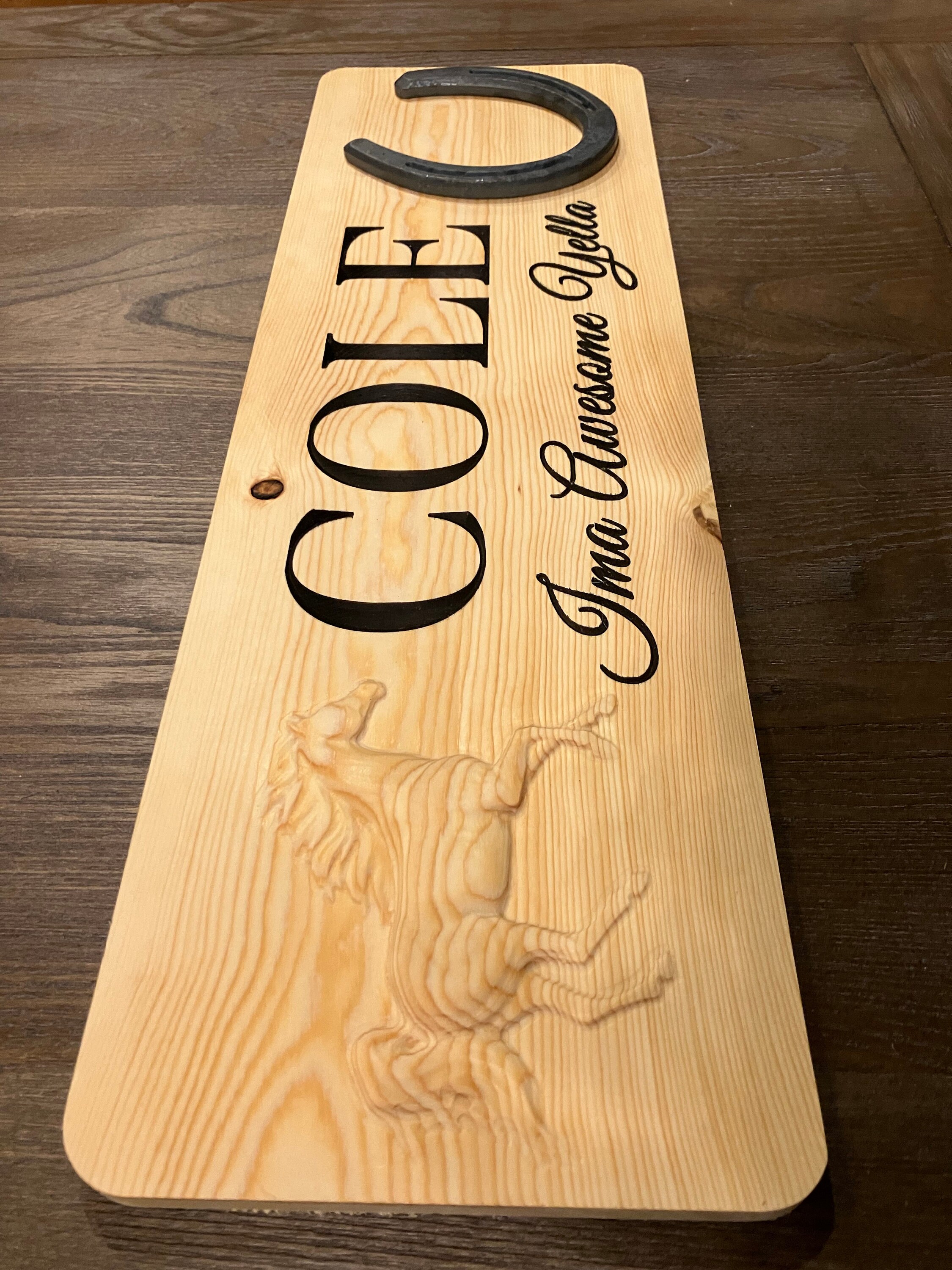 Custom Horse Stall Sign, Horse Barn Decor, Rustic Wood Sign, Engraved ...