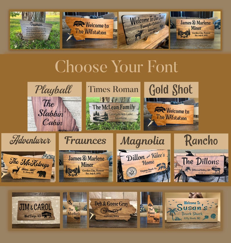 Custom State Engraved Outdoor Wood Sign, Wedding Gift, Cabin ...