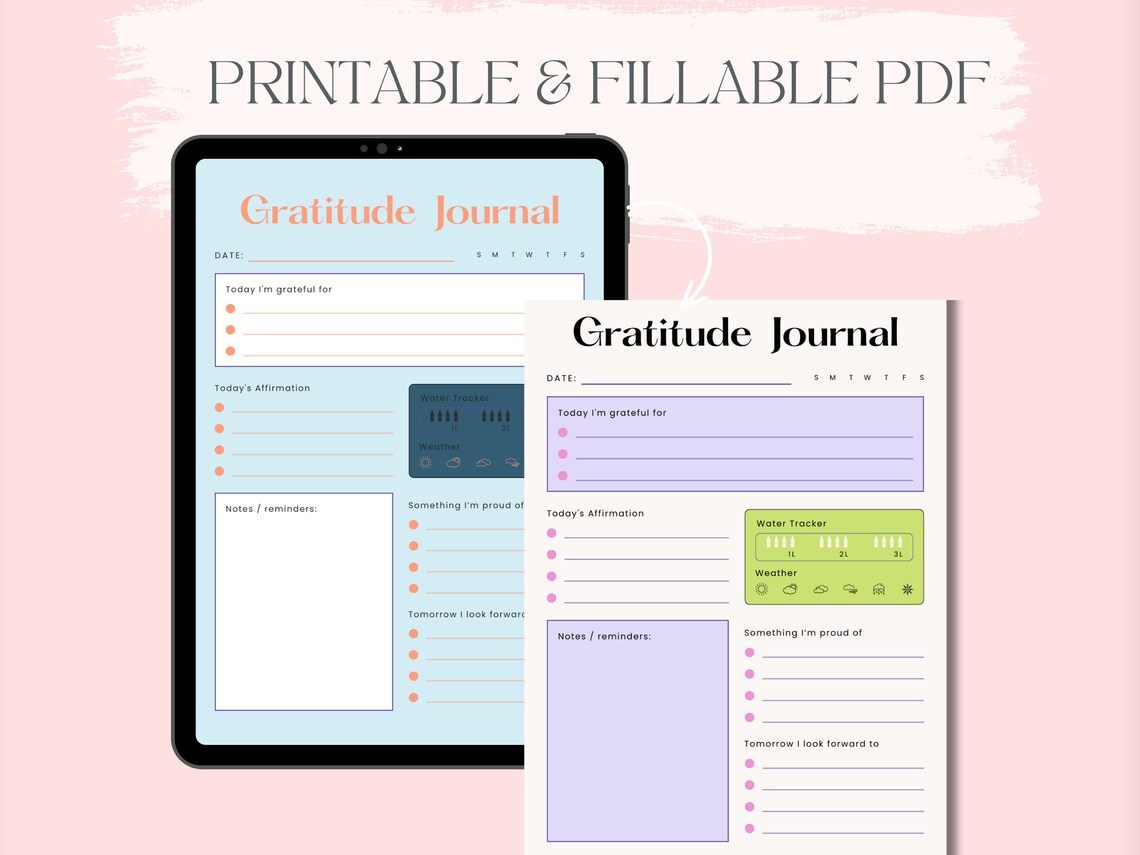 GRATITUDE PLANNER | Digital Journal | Daily Gratitude Journal | Mental ...