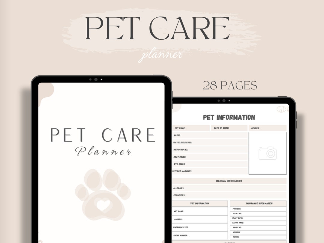PET CARE PLANNER | Printable Pet Planner | Fillable Pet Planner | Pet ...