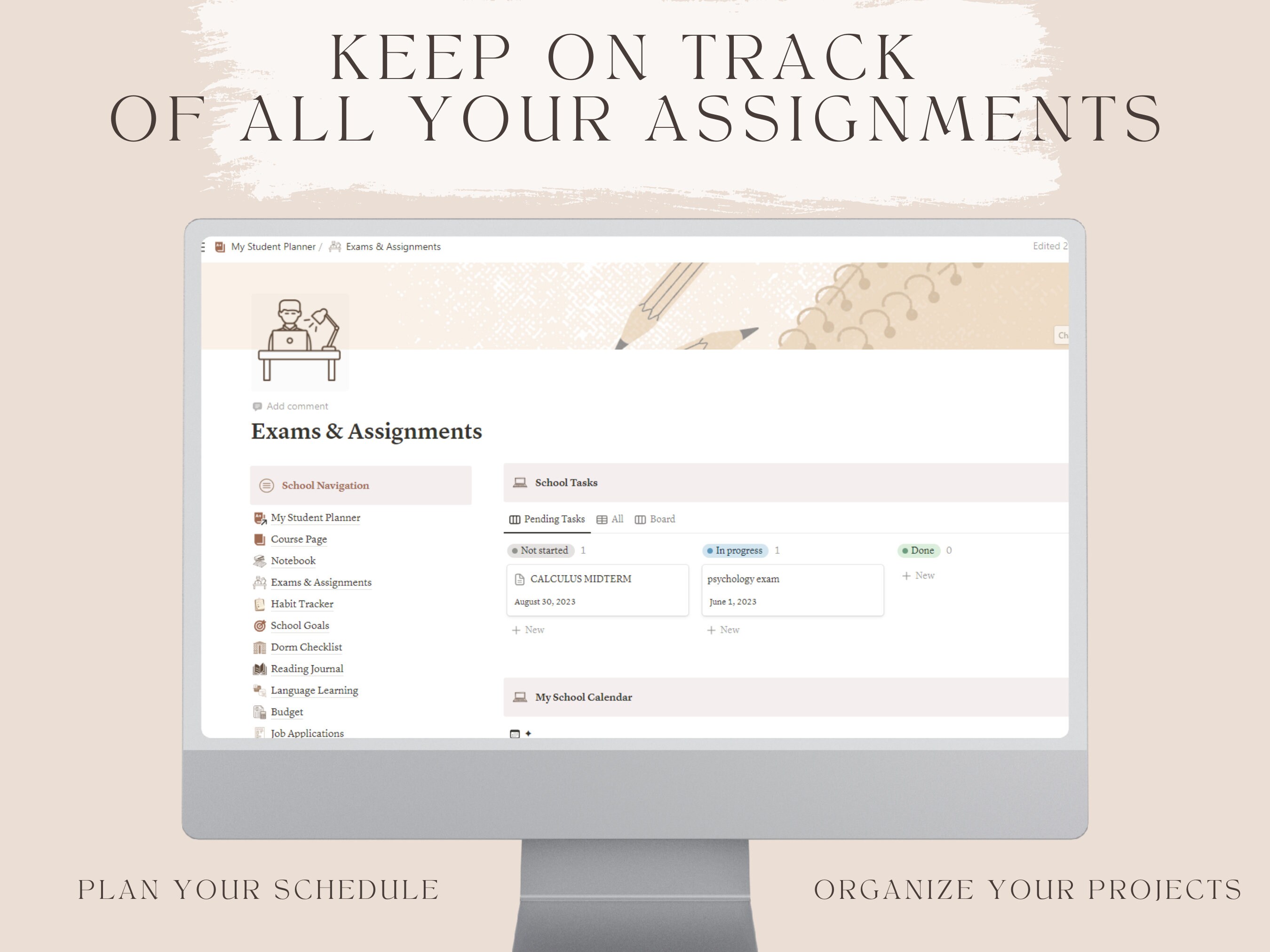 STUDENT NOTION TEMPLATE Notion Template Notion Planner Student Planner ...