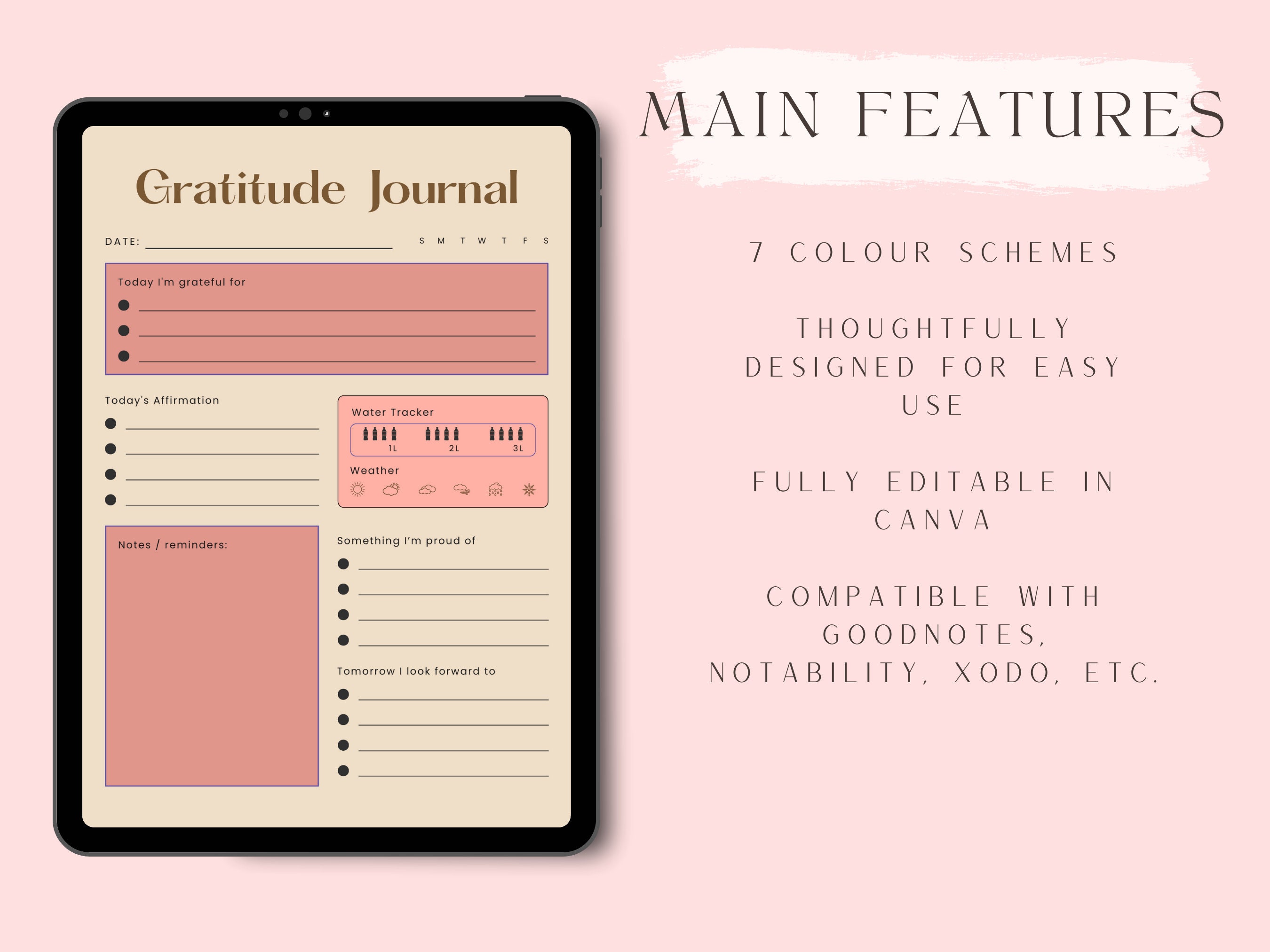 GRATITUDE PLANNER Digital Journal Daily Gratitude Journal Mental Health ...