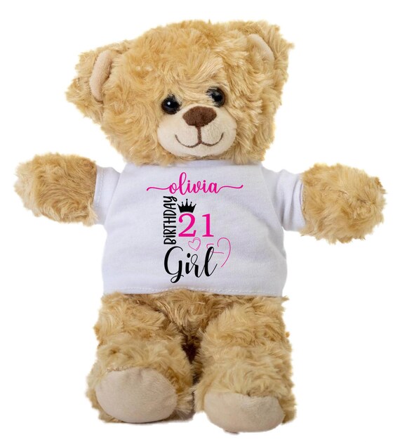 21st Birthday Gift for Girls Birthday Girl 21 Teddy Bear Customized Teddy Bear Personalized Plush Stuffed Bear Etsy UK