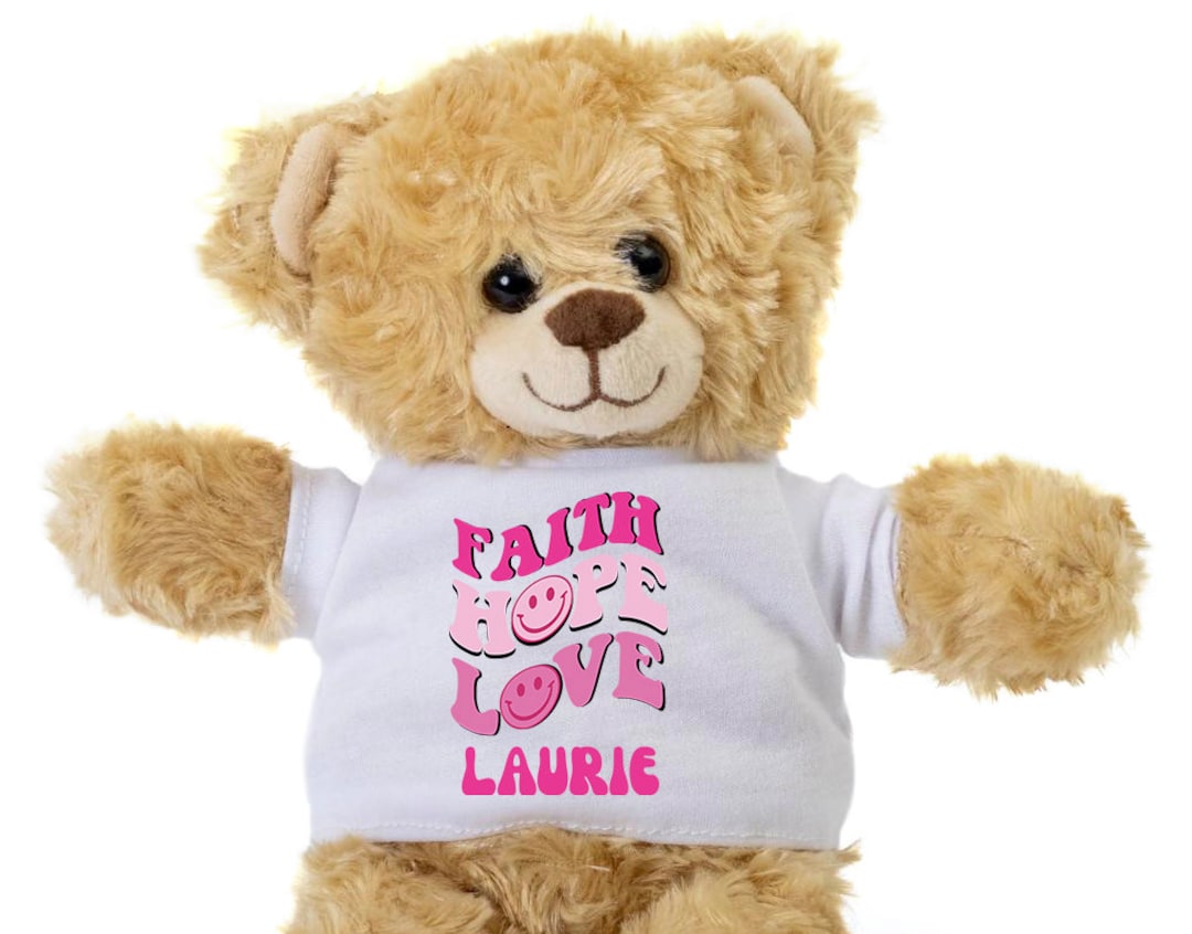 Faith Hope Love Teddy Bear, Breast Cancer Bear, Customized Teddy Bear ...