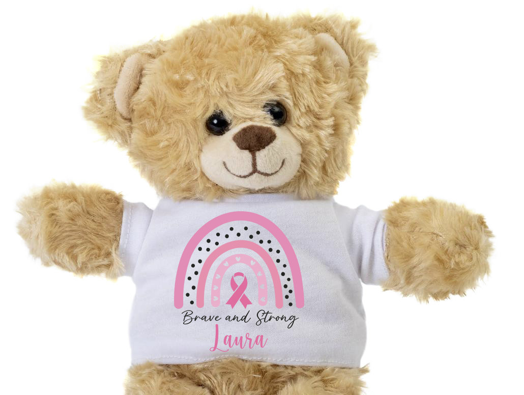 Breast Cancer Rainbow, Brave and Strong, Customized Teddy Bear Gift ...