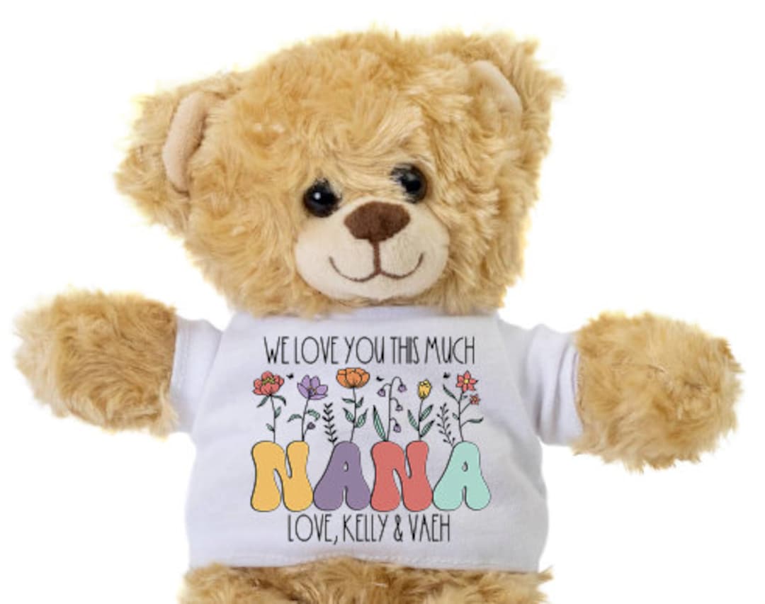 Nana Teddy Bear Mothers Day Teddy Bear Nana Floral Grandma Teddy Bear Plush Stuffed Bear