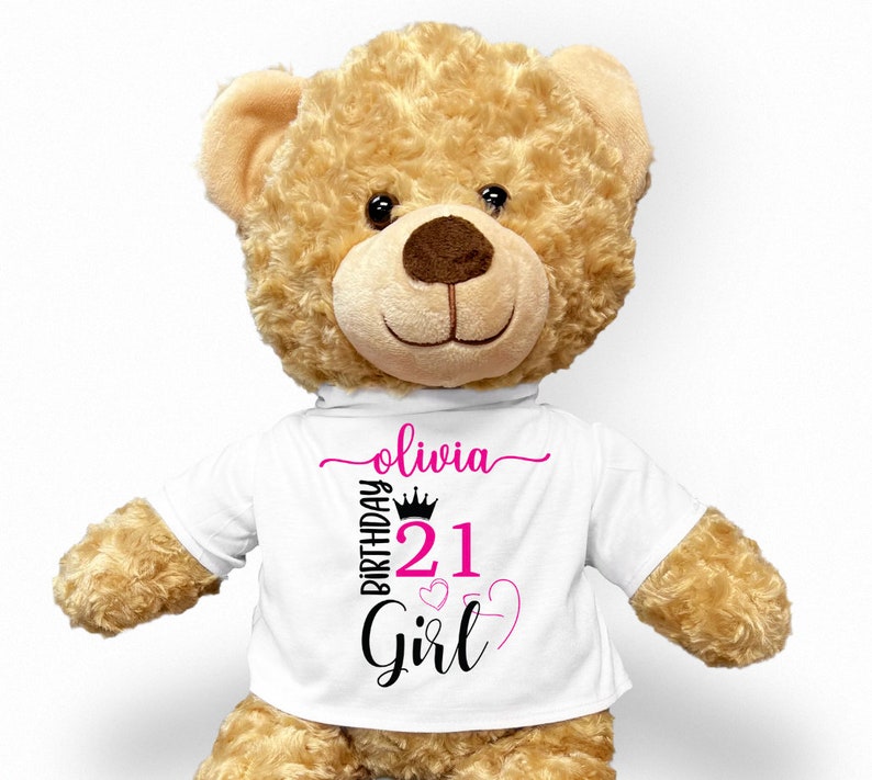 21st Birthday Gift for Girls, Birthday Girl 21 Teddy Bear, Customized ...