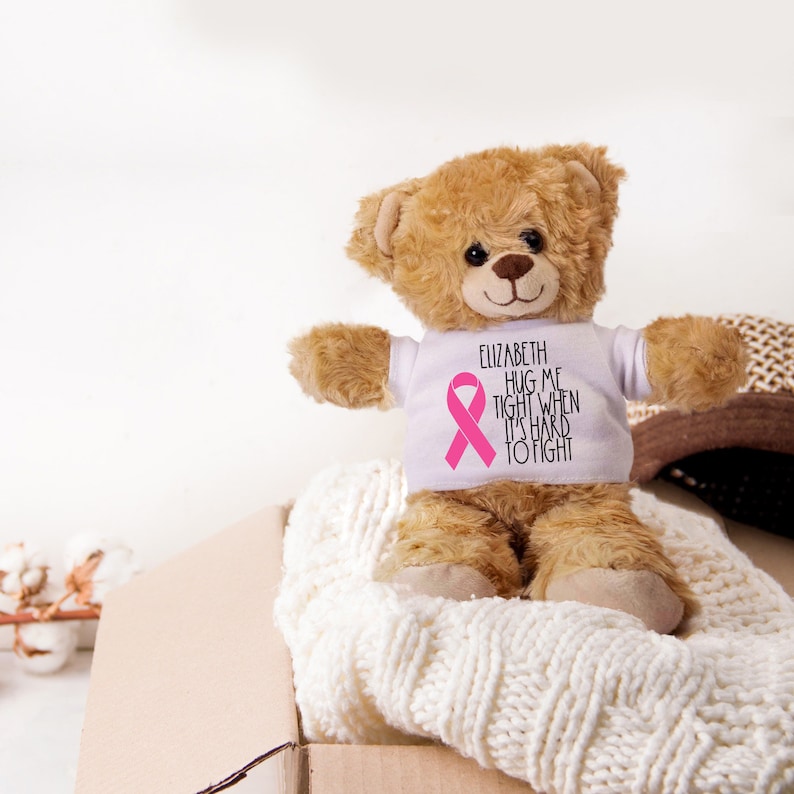 Teddy Bear Gift, Breast Cancer Gift, Fight Cancer, Plush Stuffed Bear ...
