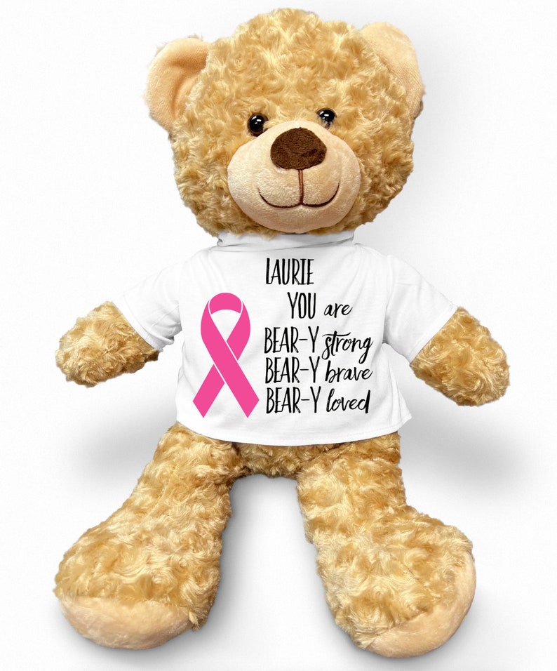 Teddy Bear Gift, Breast Cancer Gift, Fight Cancer, Plush Stuffed Bear ...