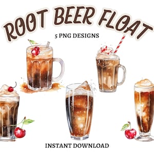 Watercolor Root Beer Float Clip Art, Root Beer Mug, Soda Ice Cream ...