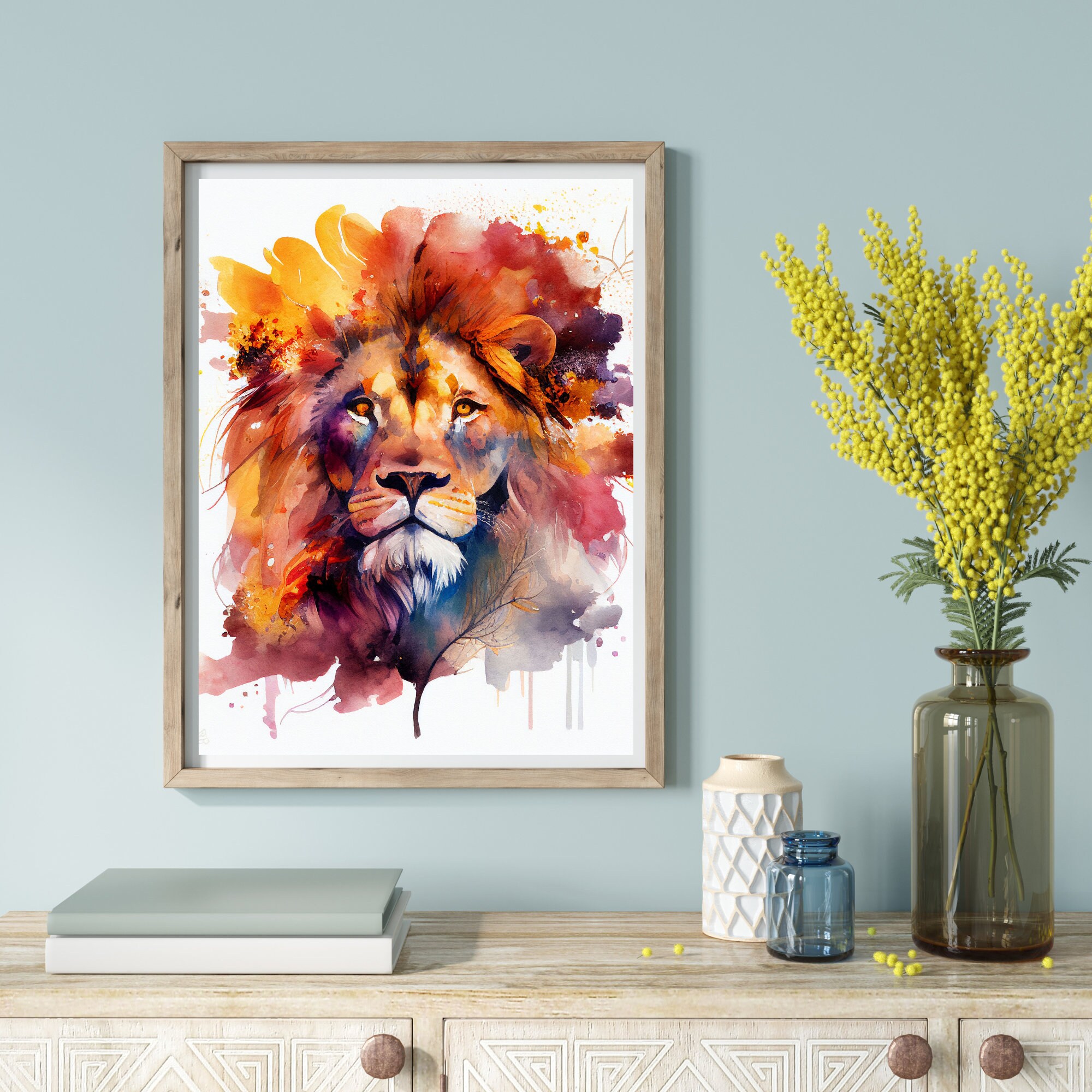Lion Watercolor PRINTABLE, Lion Poster Print, Lion Print Instant ...