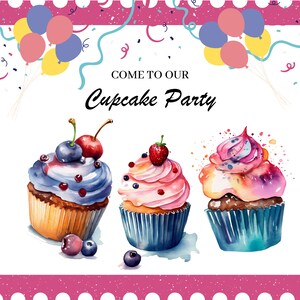 Watercolor Cupcake Clipart, Dessert Clipart, Cupcake Clipart, Food ...