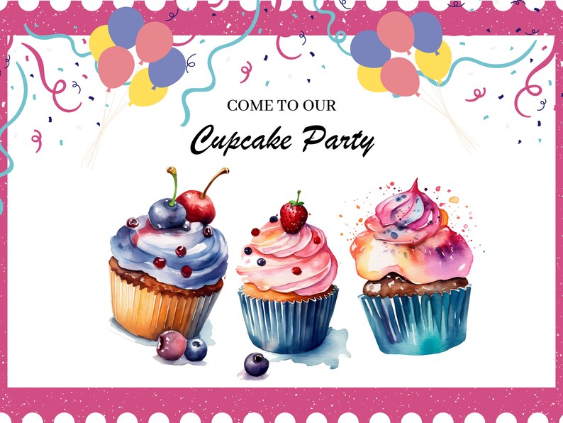 Watercolor Cupcake Clipart, Dessert Clipart, Cupcake Clipart, Food ...