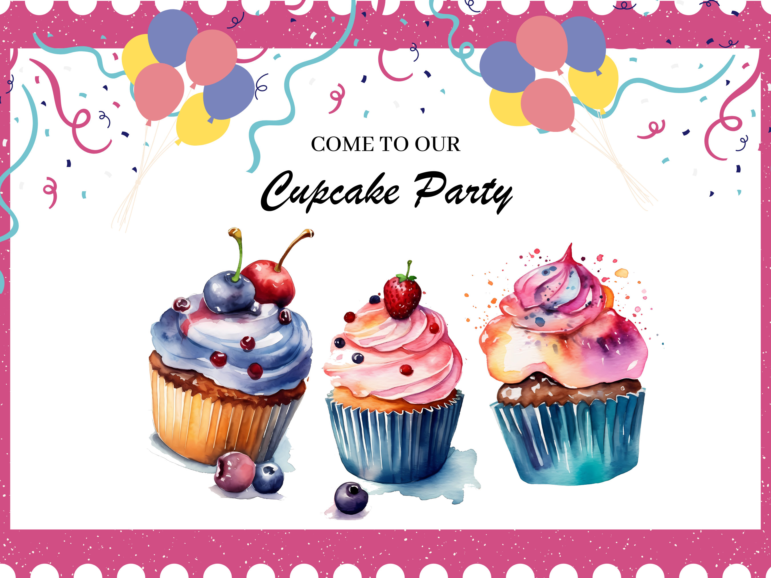 Watercolor Cupcake Clipart, Dessert Clipart, Cupcake Clipart, Food ...