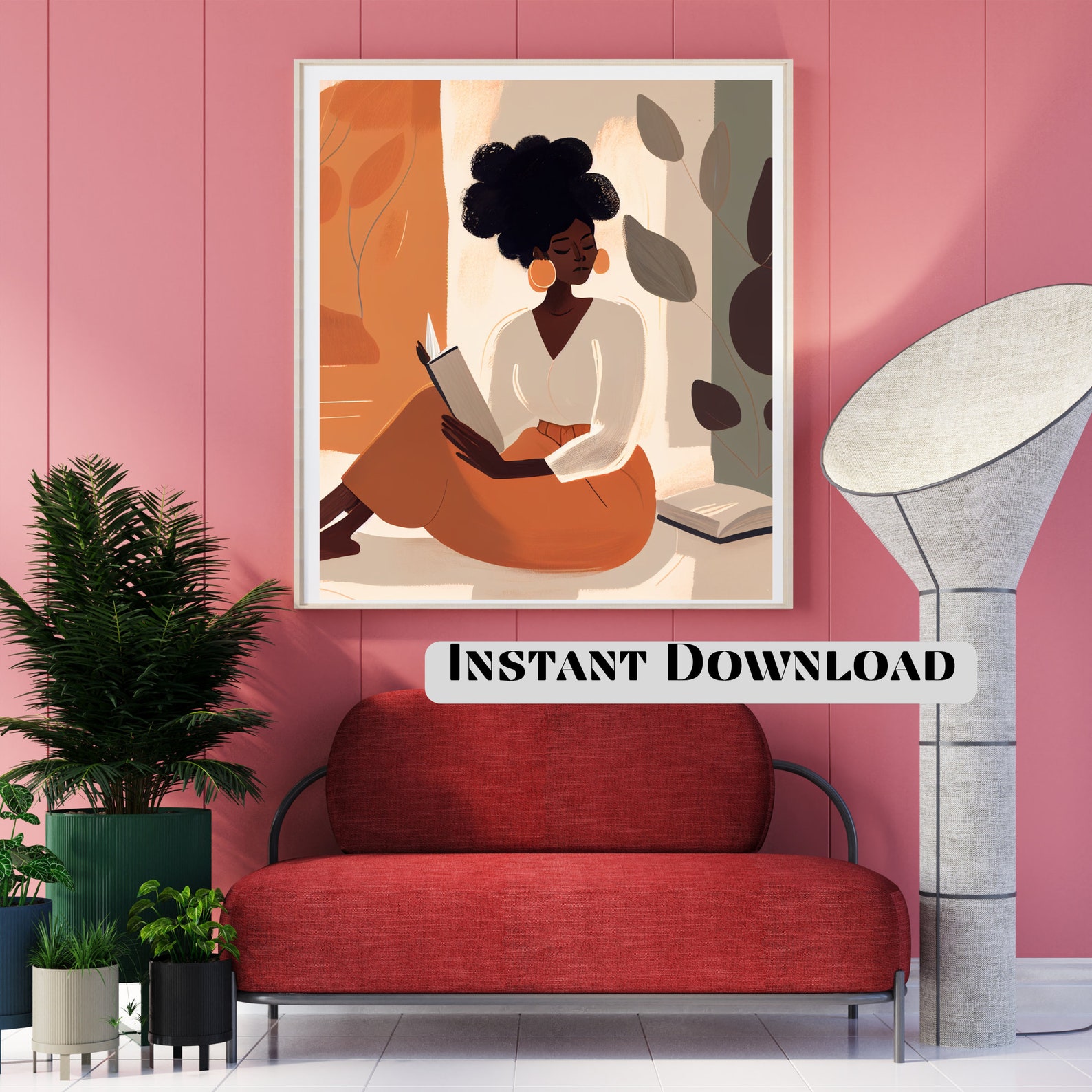 Beautiful Wall Art: Black Woman Reading Art, Stunning Home Décor for ...
